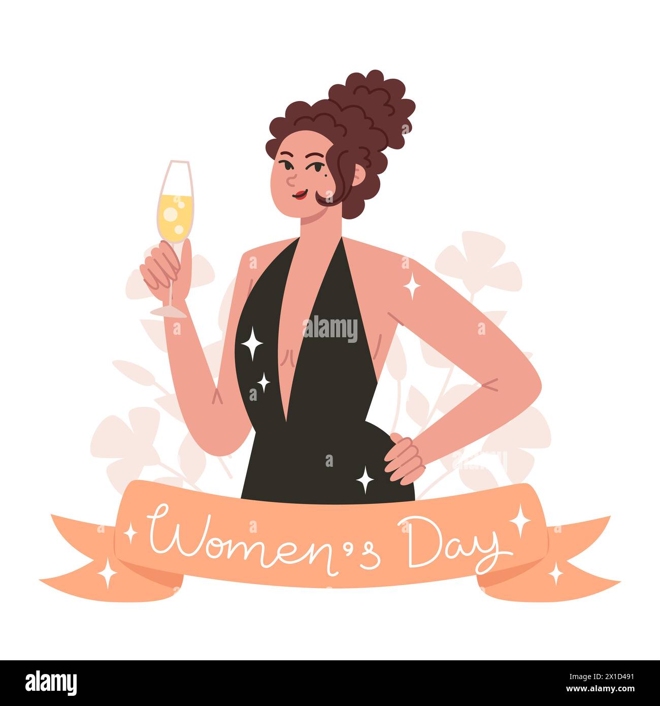 Young woman glass cocktail Stock Vector Images - Alamy