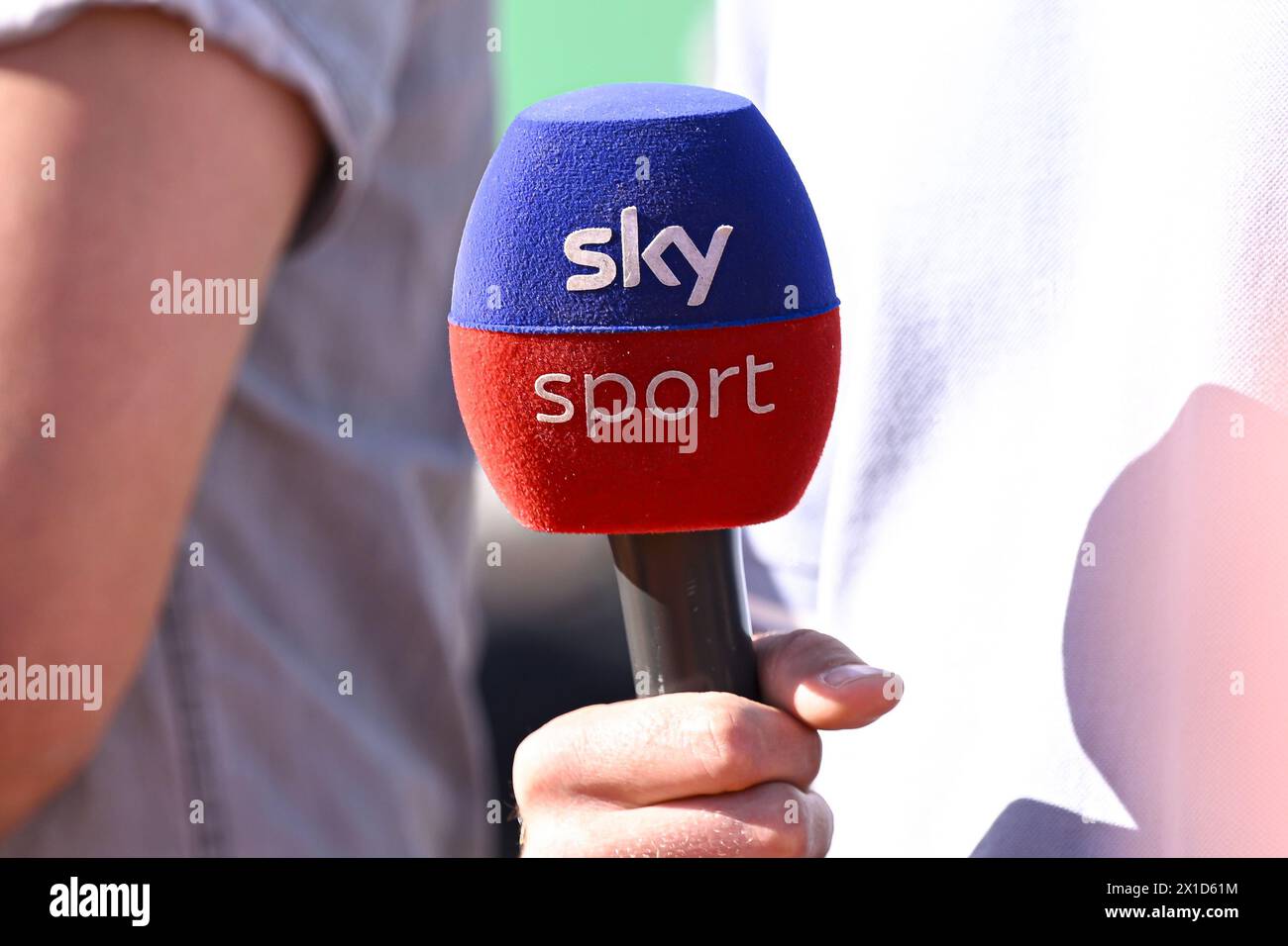 Illustration shows a micro (microphone, mic) of the TV sports channel ...