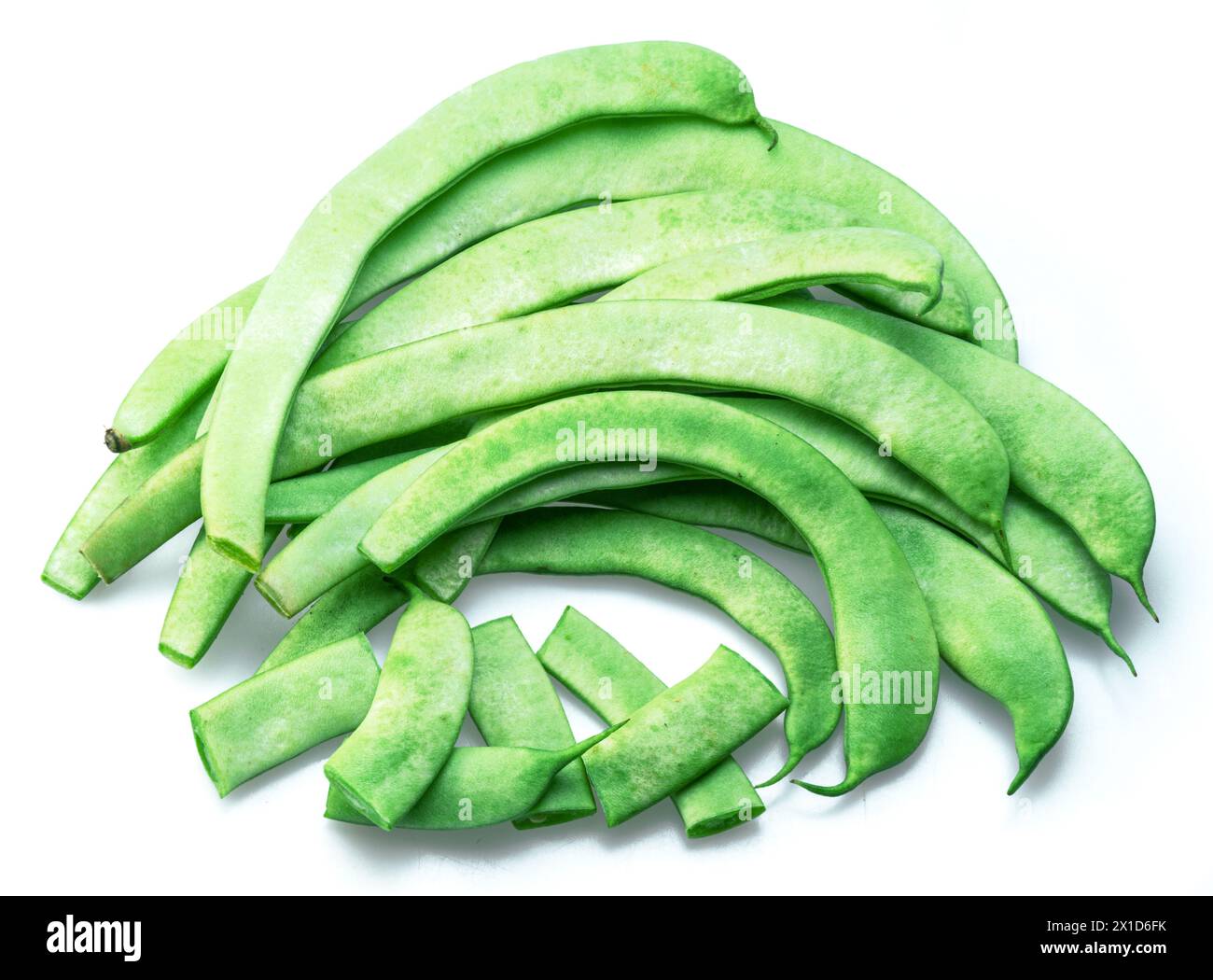 Fresh french green beans isolated on white background Stock Photo - Alamy