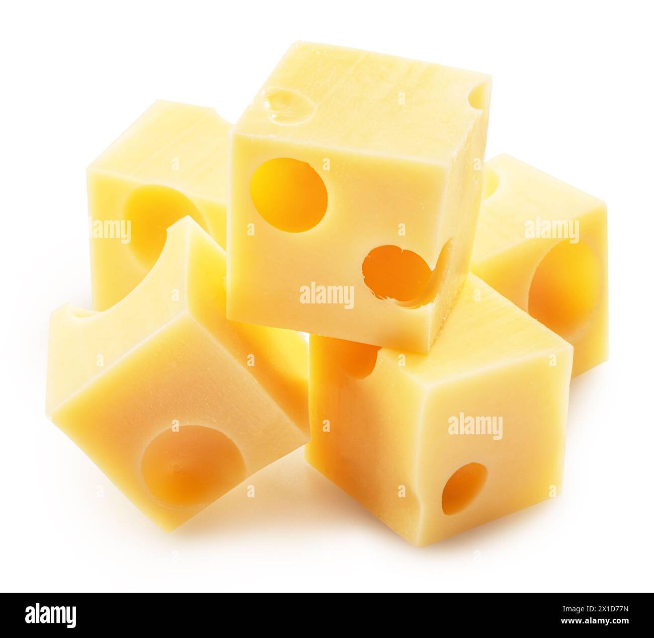 Emmental or Maasdam cheese cubes isolated on white background Stock ...