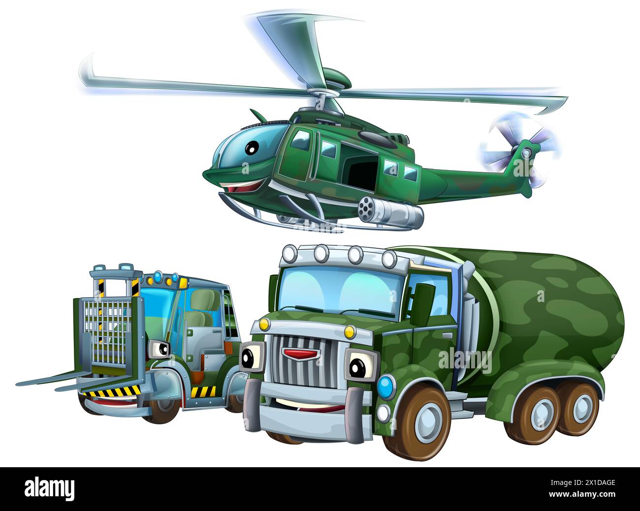 cartoon scene with two military army cars vehicles and flying ...