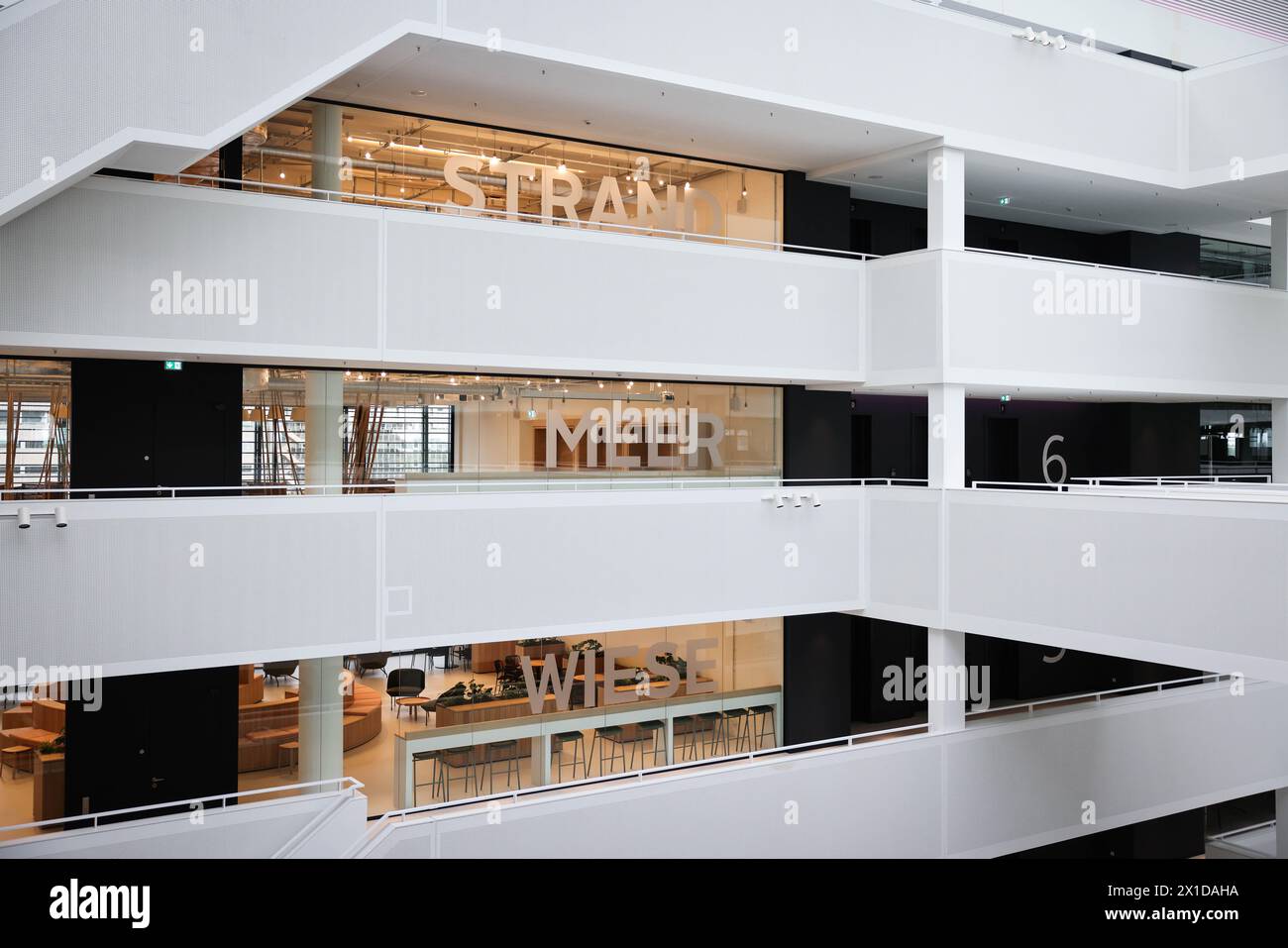Hamburg, Germany. 16th Apr, 2024. View of the atrium with three so ...