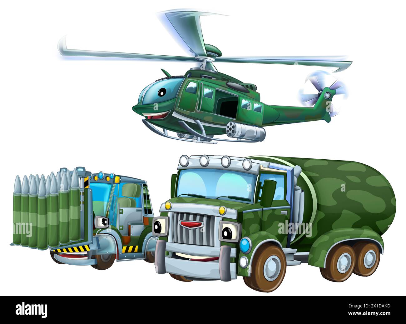 cartoon scene with two military army cars vehicles and flying ...