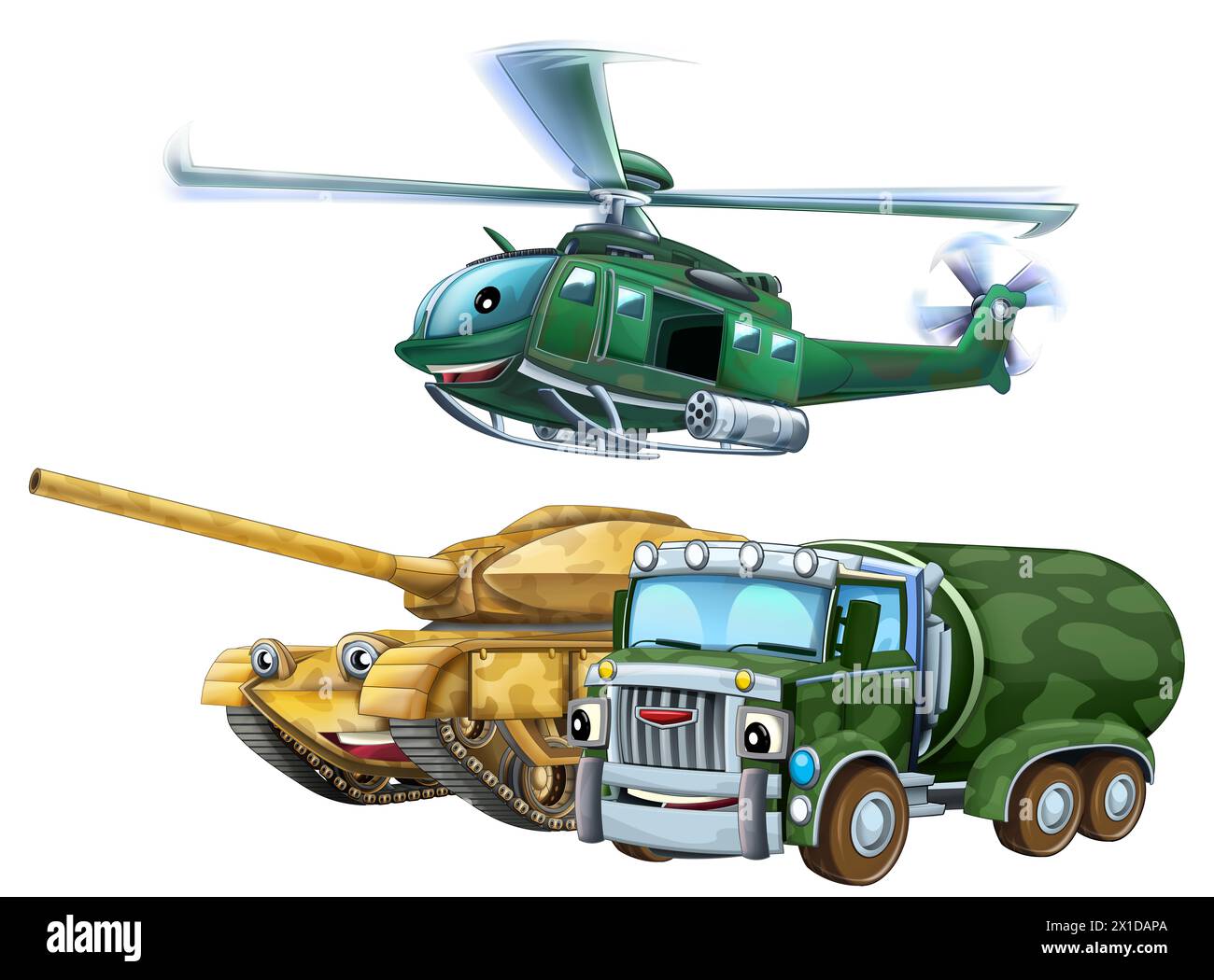 cartoon scene with two military army cars vehicles and flying ...