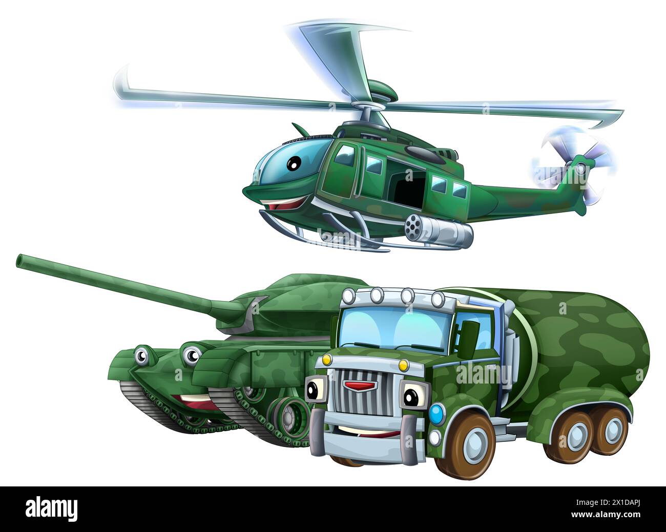 cartoon scene with two military army cars vehicles and flying ...