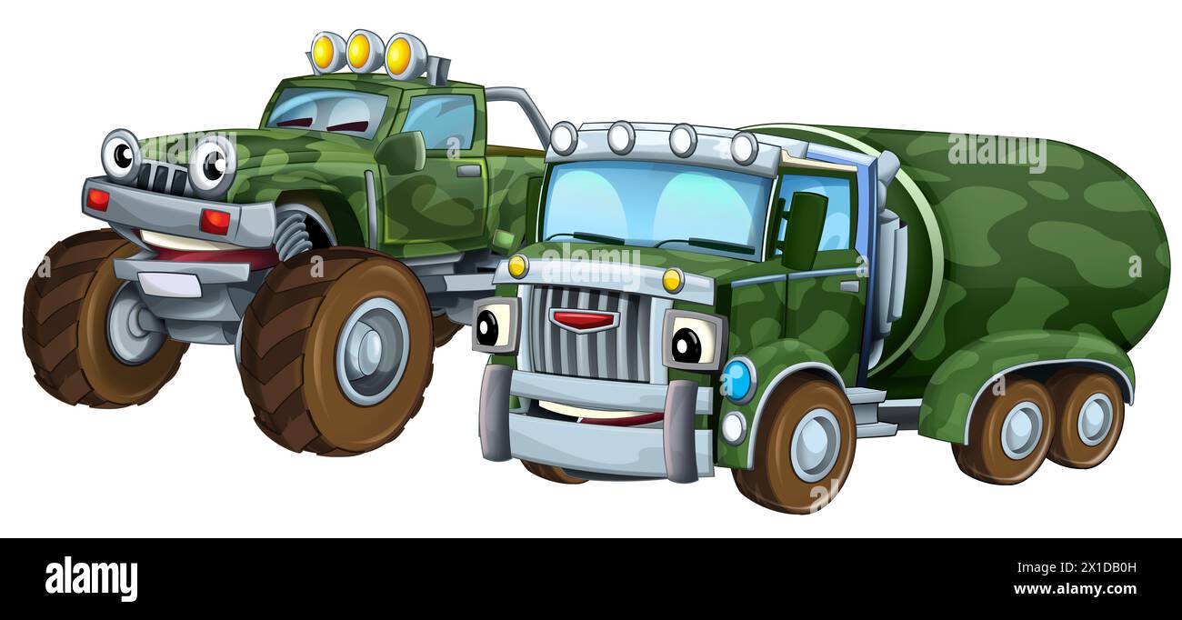 cartoon scene with two military army cars vehicles theme isolated ...