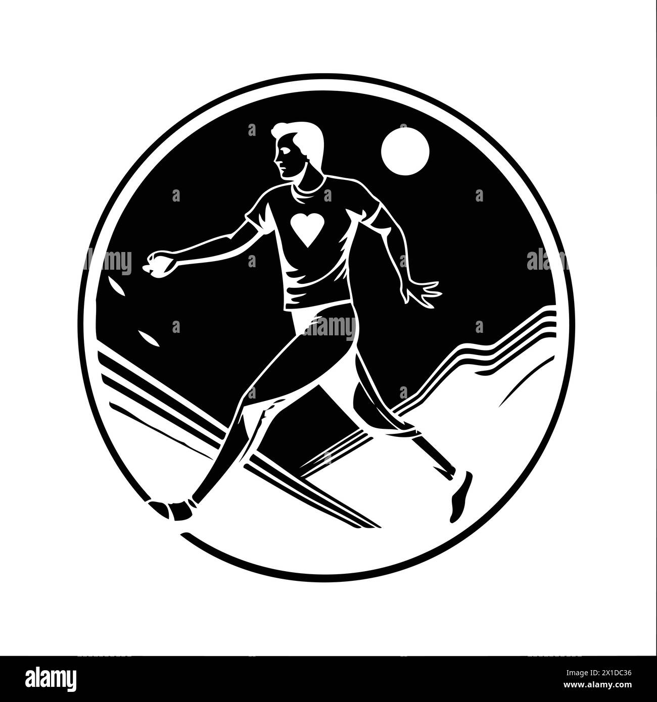 Handball player with ball in action on red background. vector ...