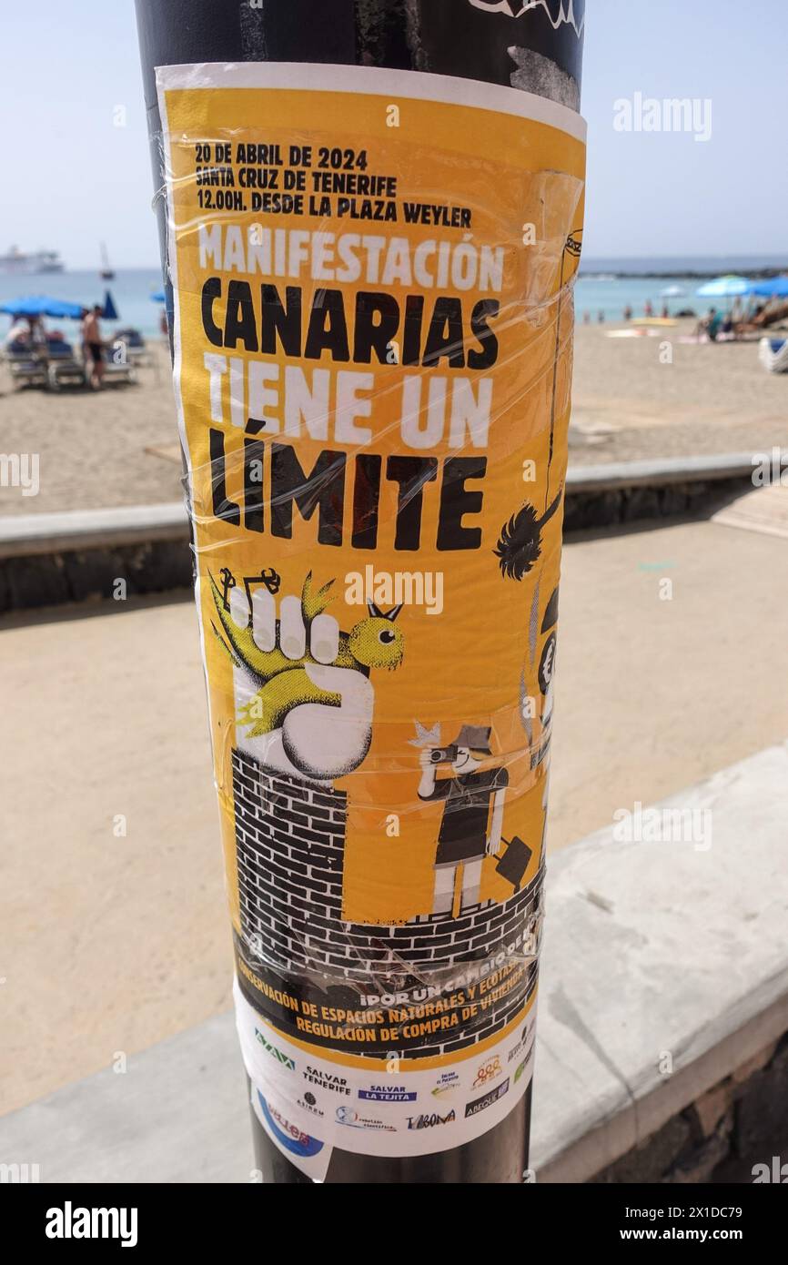 Los Cristianos, Tenerife, April 16th 2024 - Tourists walk past Anti ...