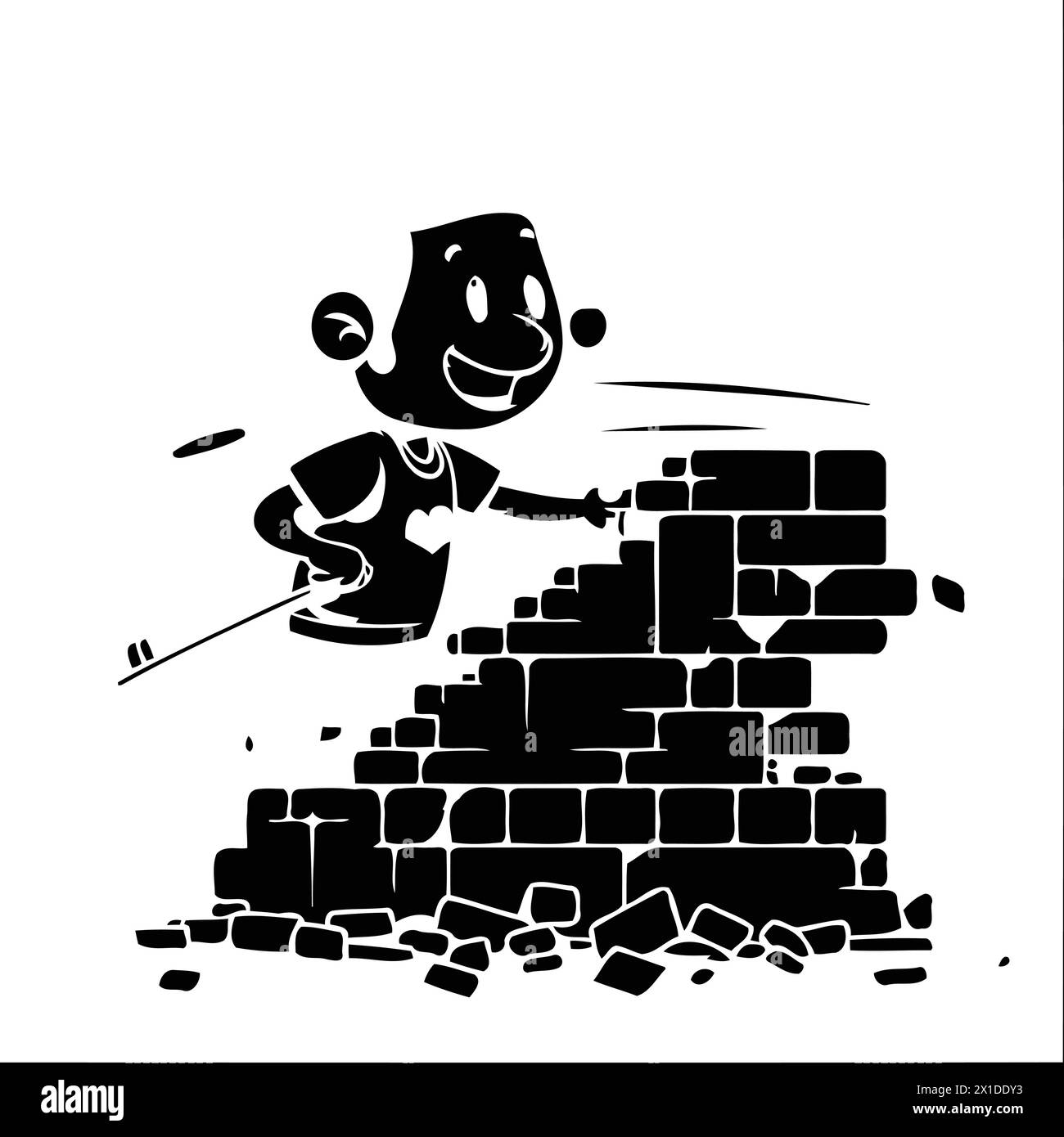 Cartoon vector illustration brick wall Black and White Stock Photos ...