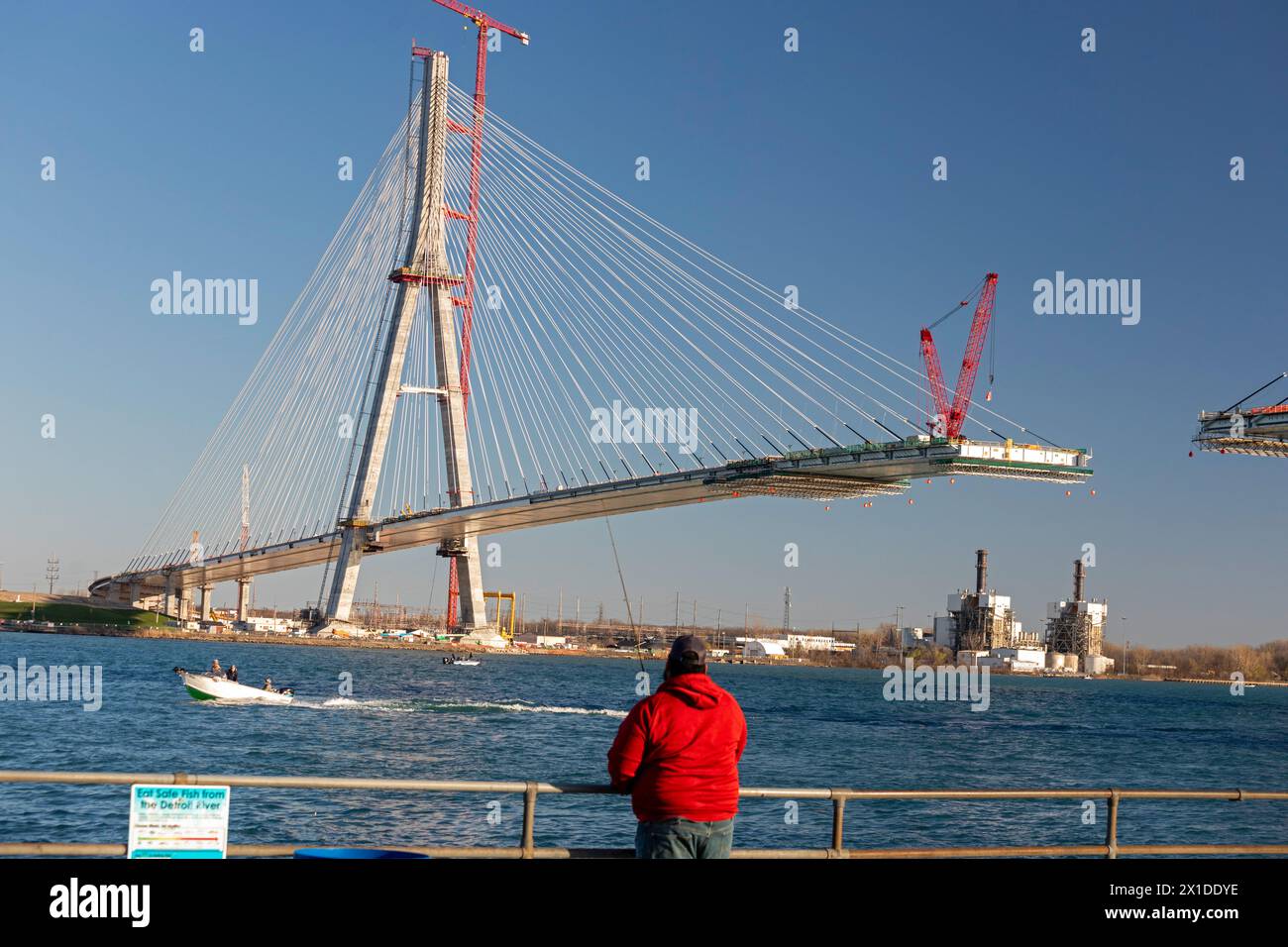 Detroit, Michigan, USA. 15th Apr, 2024. Construction of the Gordie Howe ...
