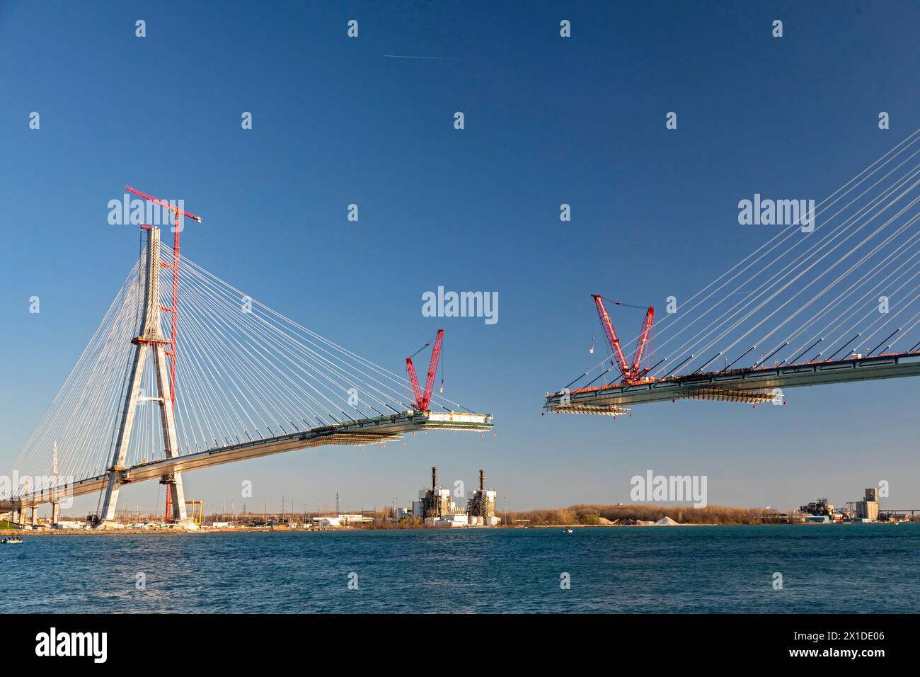 Detroit, Michigan, USA. 15th Apr, 2024. Construction of the Gordie Howe ...