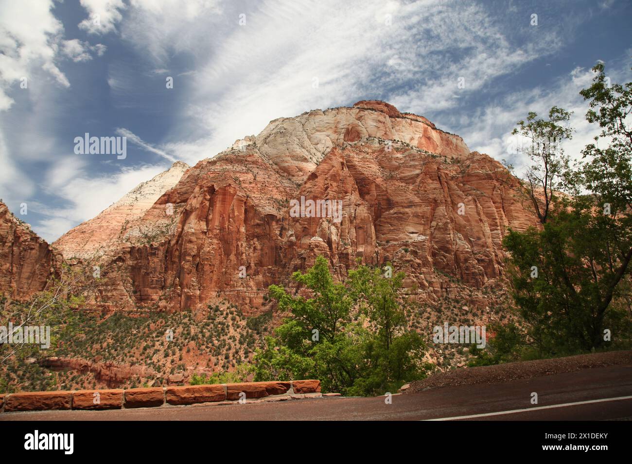 The East Temple (7,709 ft.) viewed from Zion-Mount Carmel Highway in ...