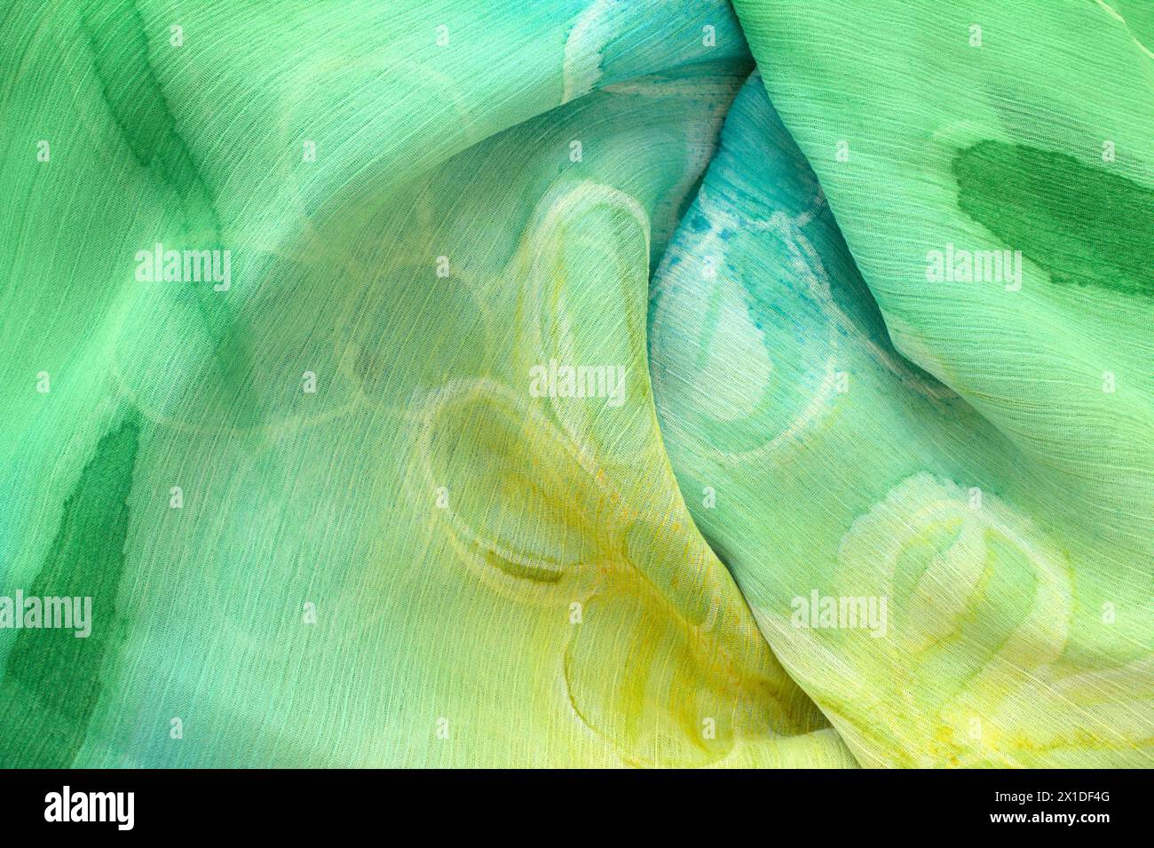 Green and yellow fabric horizontal abstract background. Vibrant color ...