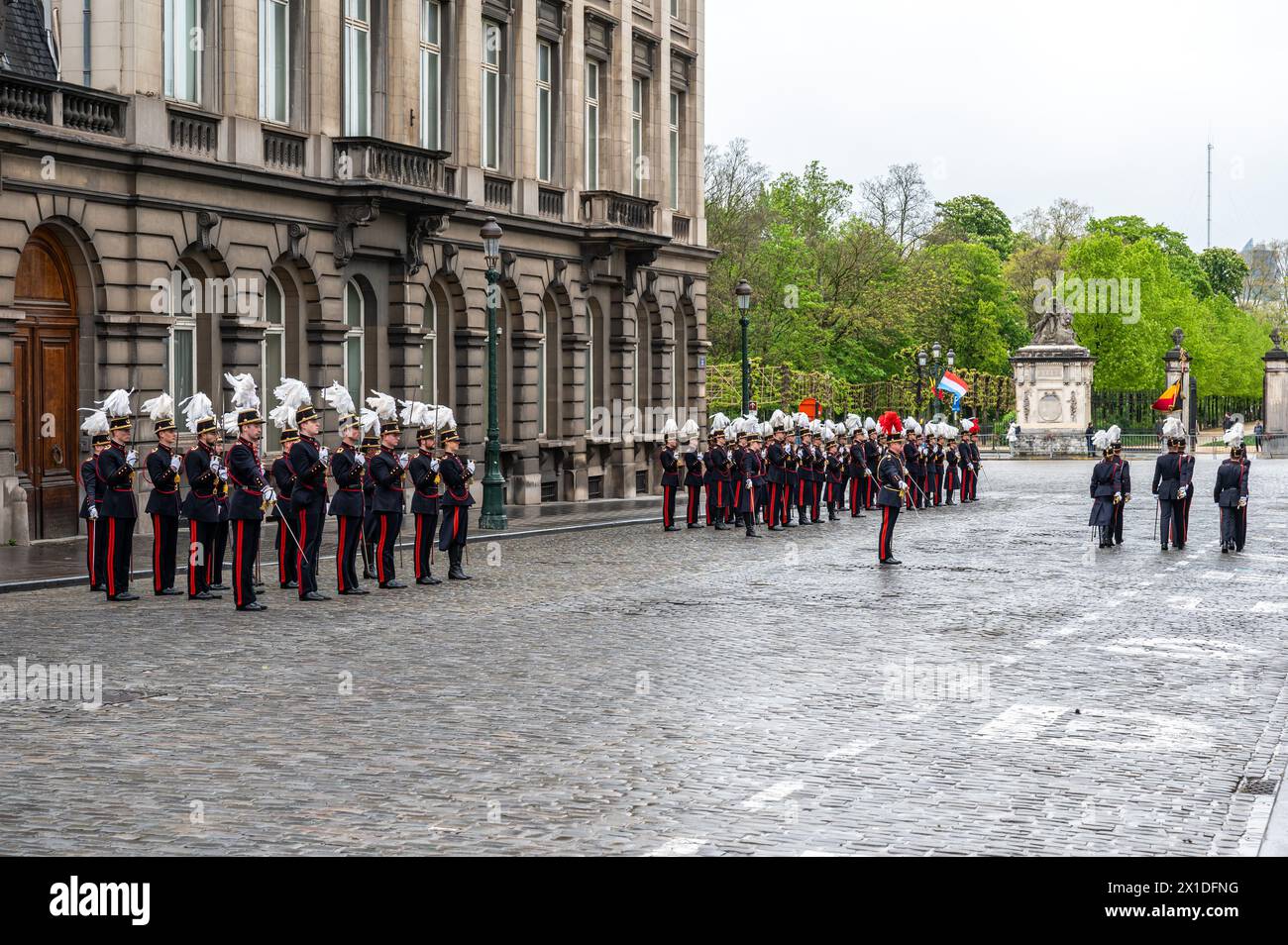 Brussels city center, Belgium, April 16, 2024 - The Royal band, a ...