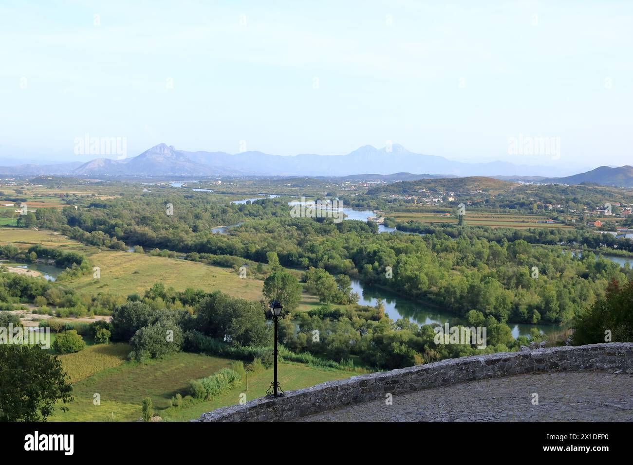View of a valley with a rural settlement from the ancient stone wall of ...
