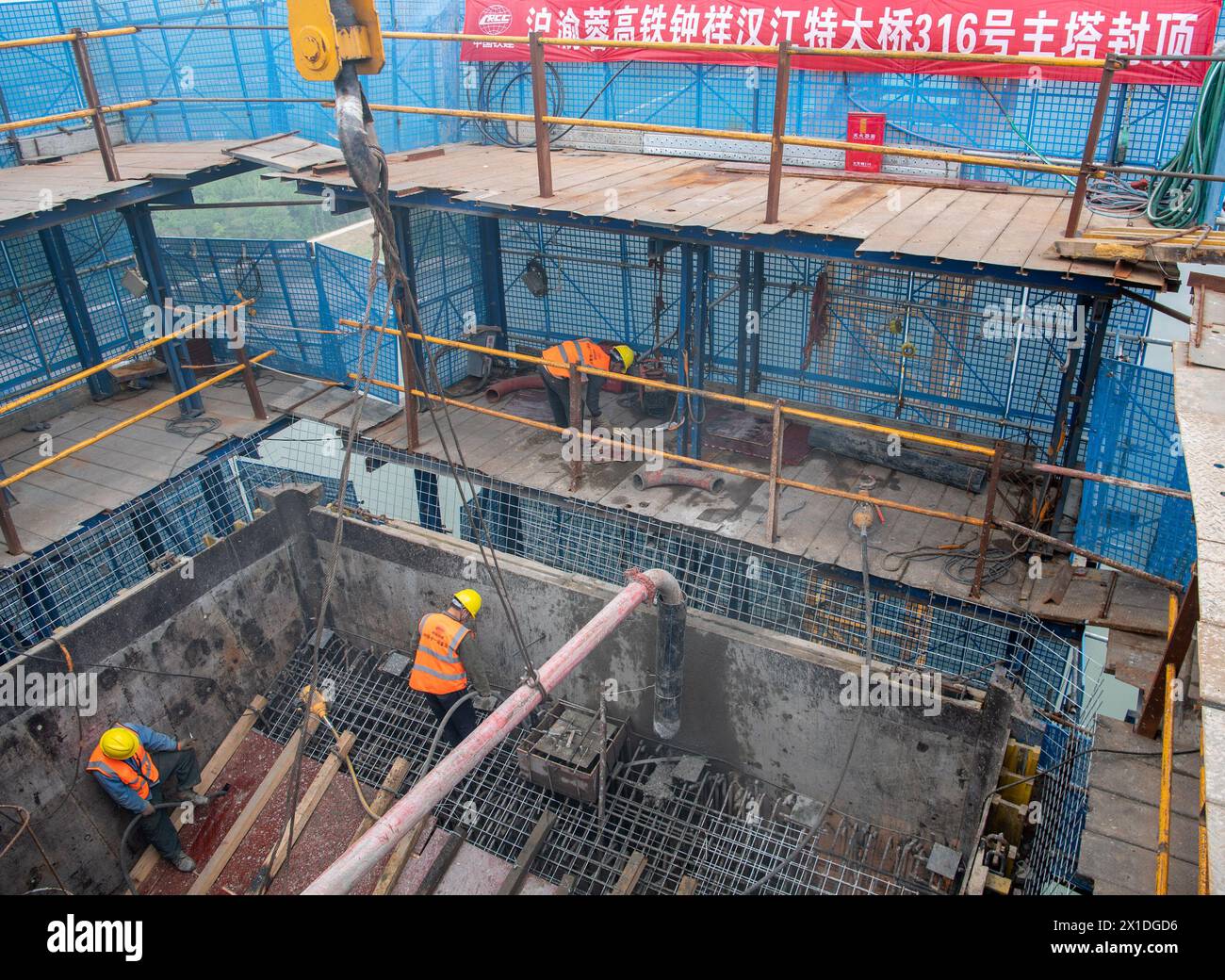 Jingmen, China's Hubei Province. 16th Apr, 2024. Laborers work at the ...