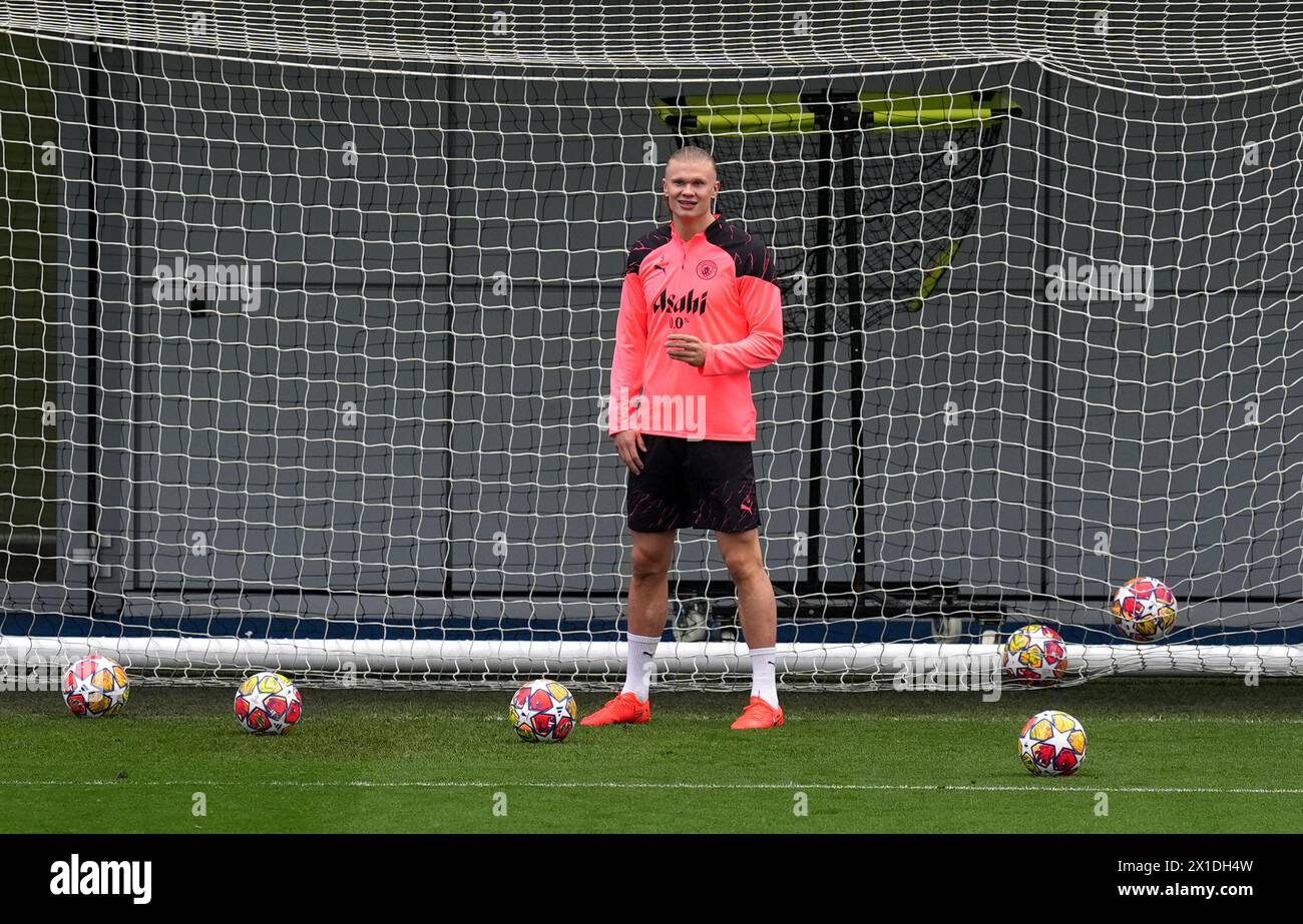 Manchester City's Erling Haaland during a training session at the City ...