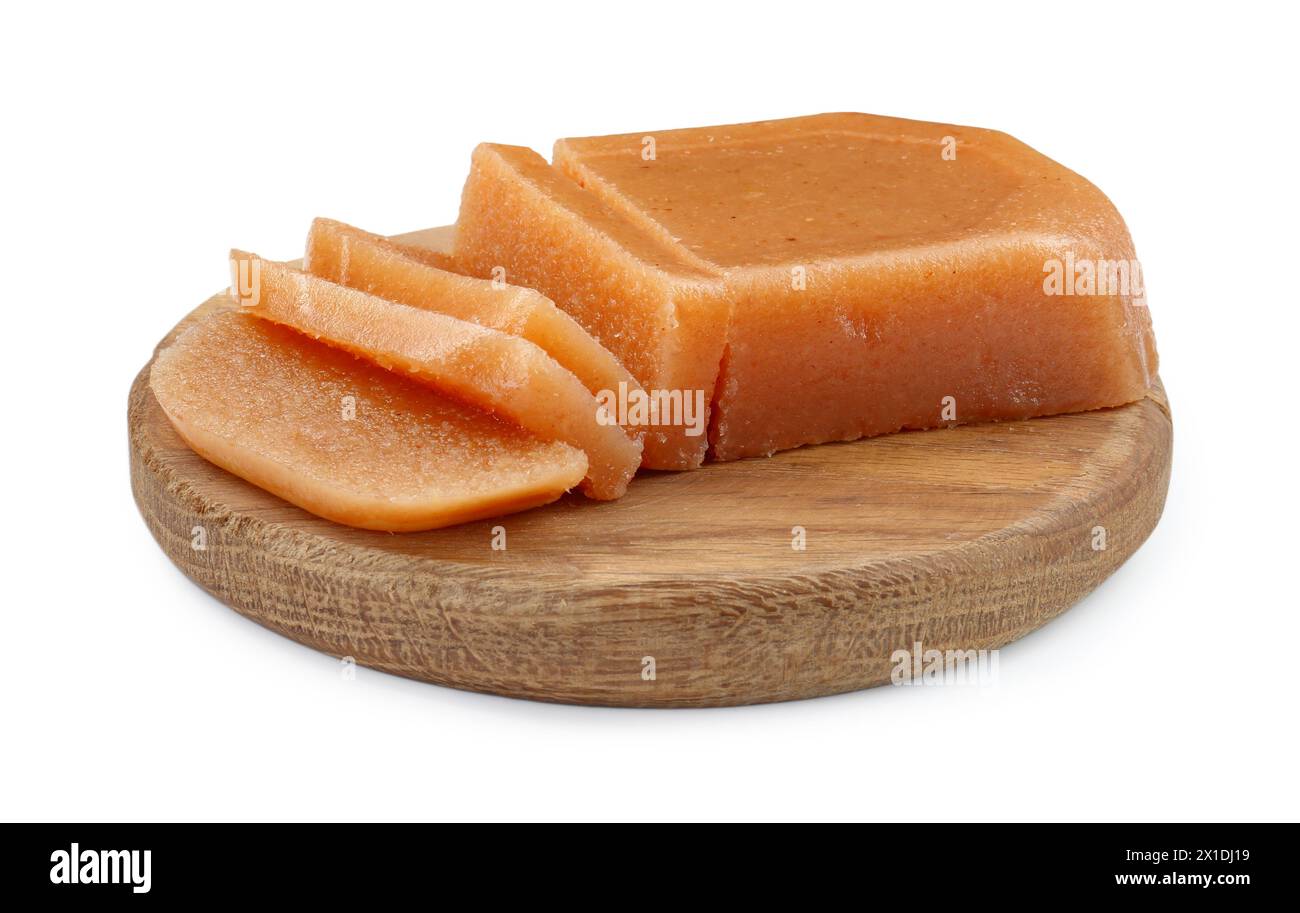 Delicious sweet quince paste isolated on white Stock Photo - Alamy