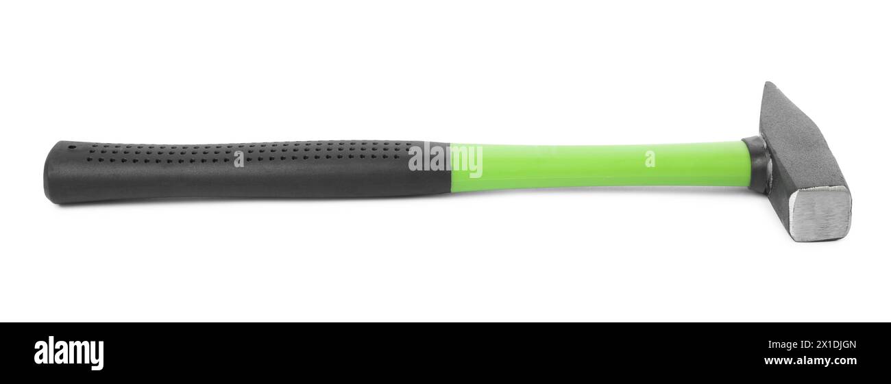 New hammer with rubber handle isolated on white Stock Photo - Alamy