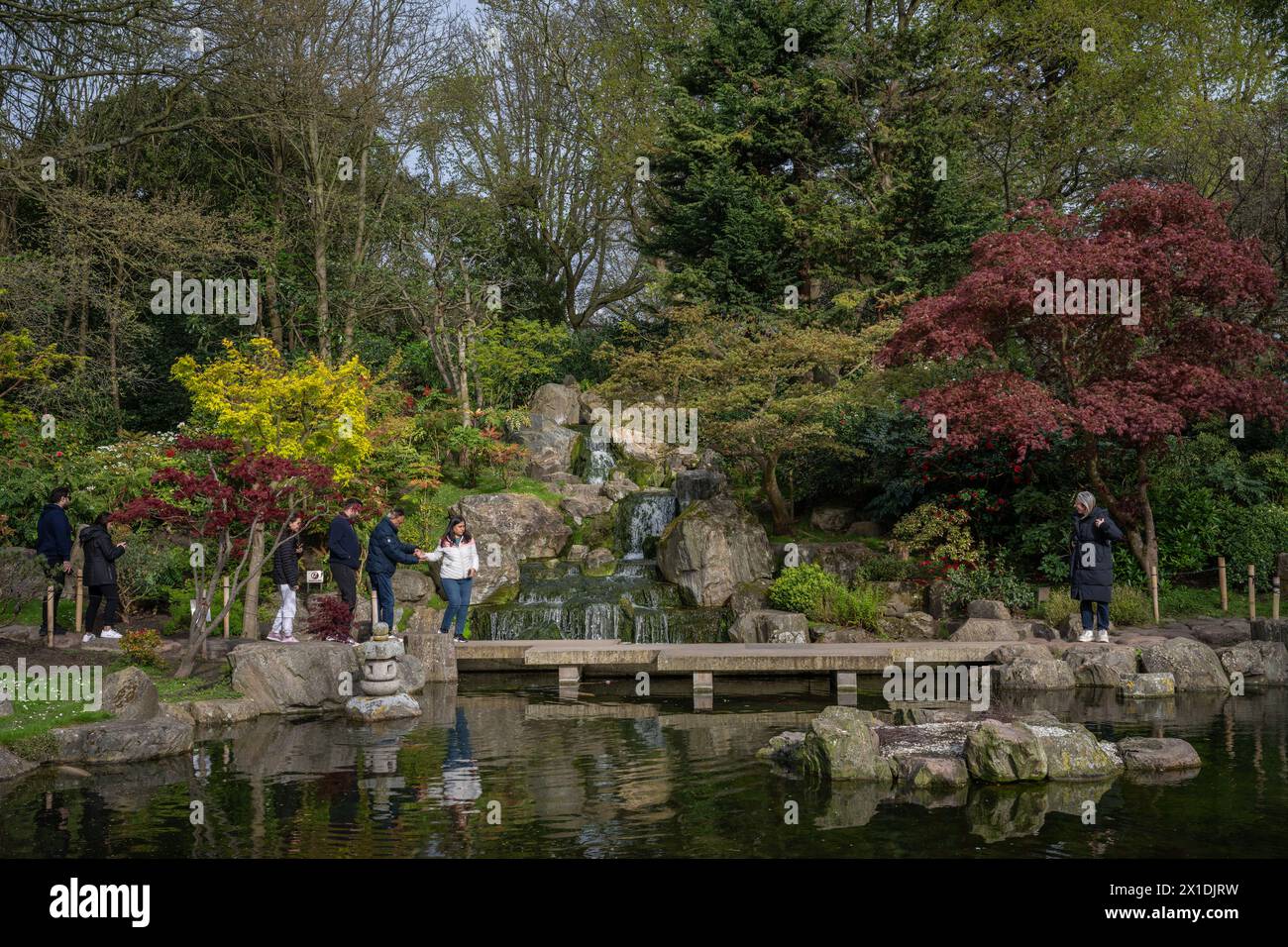 London, UK: Kyoto Garden, a Japanese garden in Holland Park, a public park in Kensington. People ...