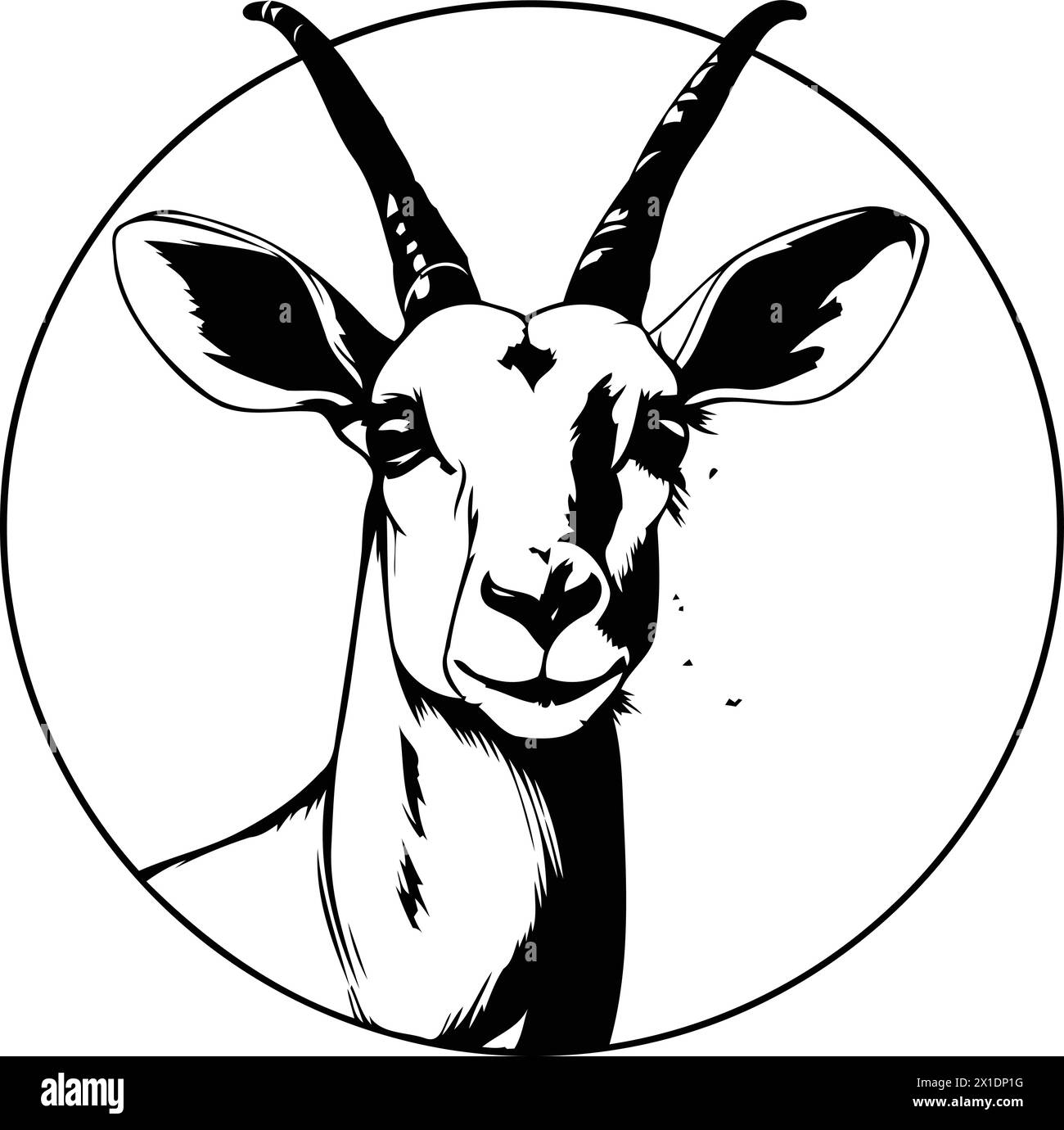 Gazelle head on sky background. Vector illustration in retro style ...
