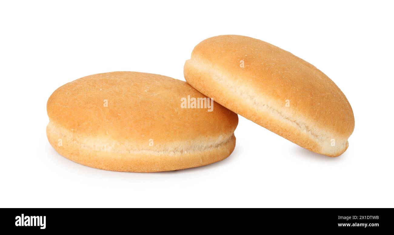 Two fresh burger buns isolated on white Stock Photo - Alamy