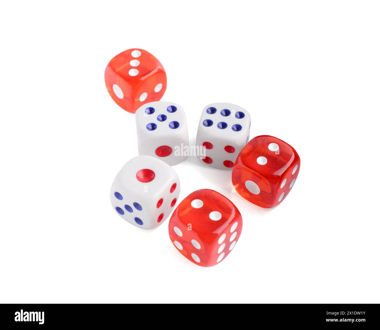 Many color game dices isolated on white Stock Photo - Alamy