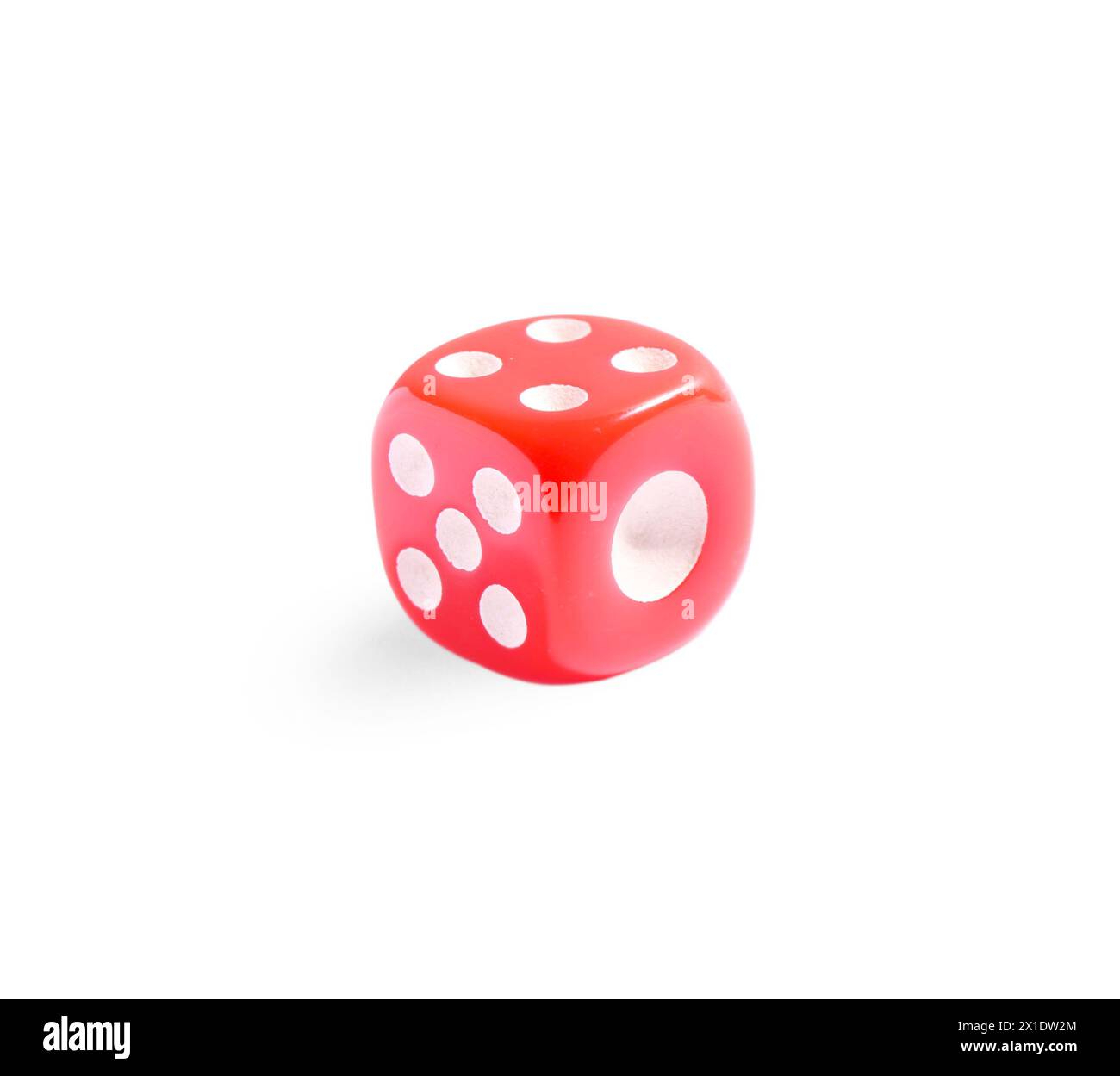 One red game dice isolated on white Stock Photo - Alamy