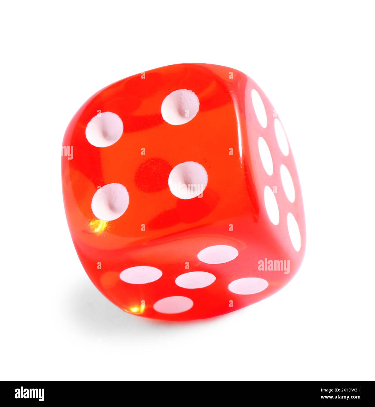 One red game dice isolated on white Stock Photo - Alamy