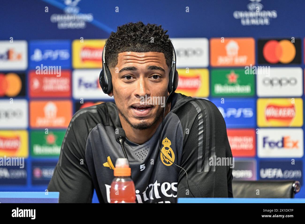Jude Bellingham of Real Madrid during the Real Madrid Champions League press Conference at Joie ...