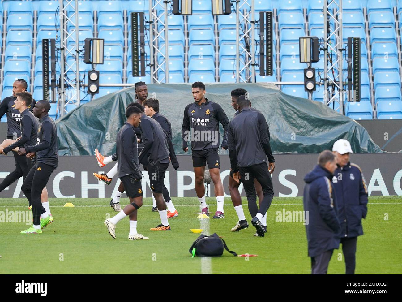 Real Madrid's Jude Bellingham during a training session at the Etihad ...