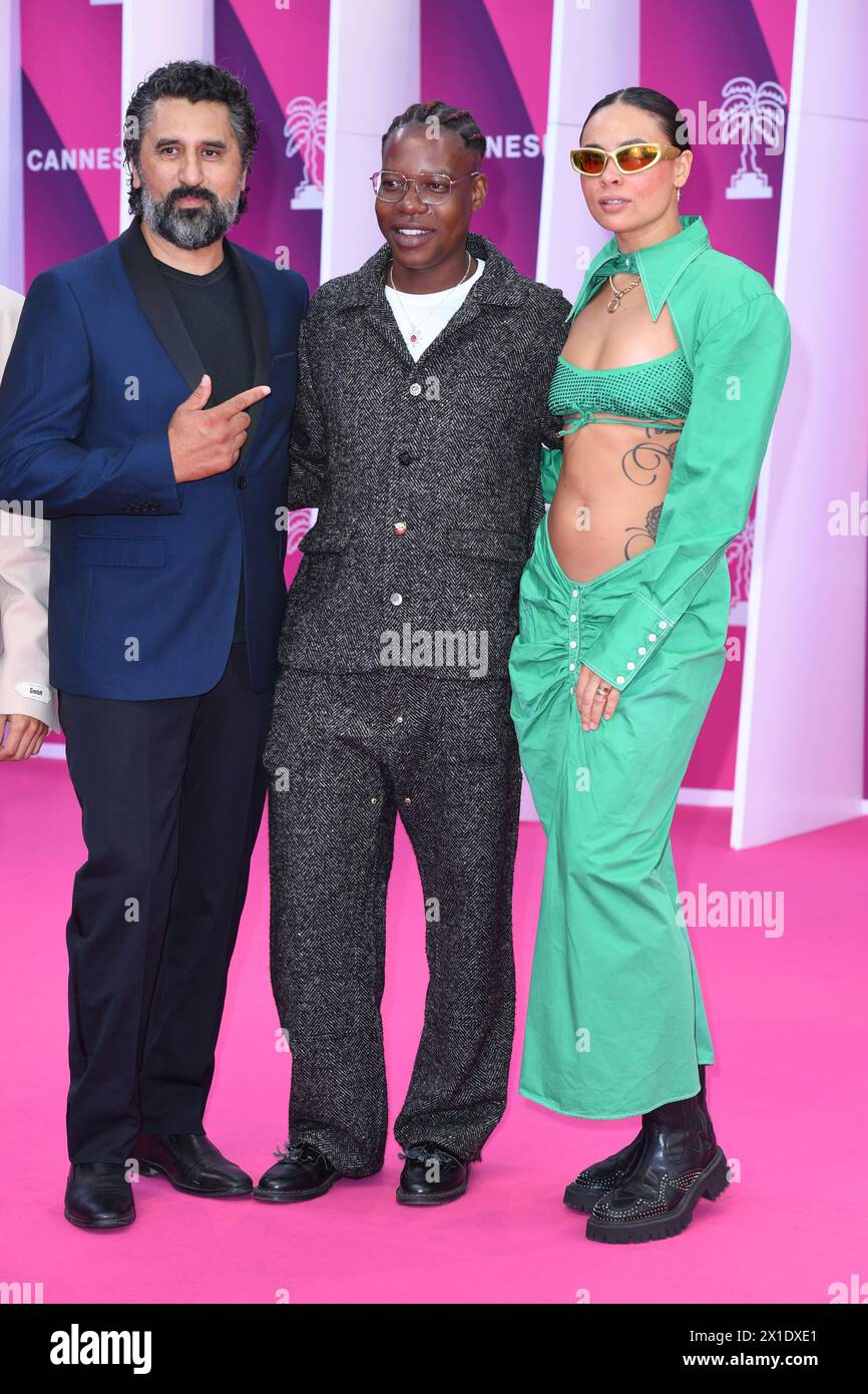 CANNES, FRANCE - APRIL 09: Cliff Curtis ,Tig Terera, Bernie Van Tiel ...