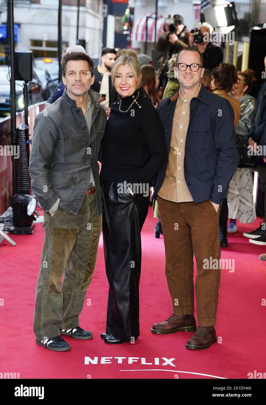Zack and Deborah Snyder with Wesley Coller (right) attends a screening ...