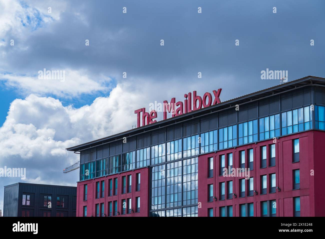 Birmingham, UK 16th April 2024: Close view of The Mailbox logo in ...