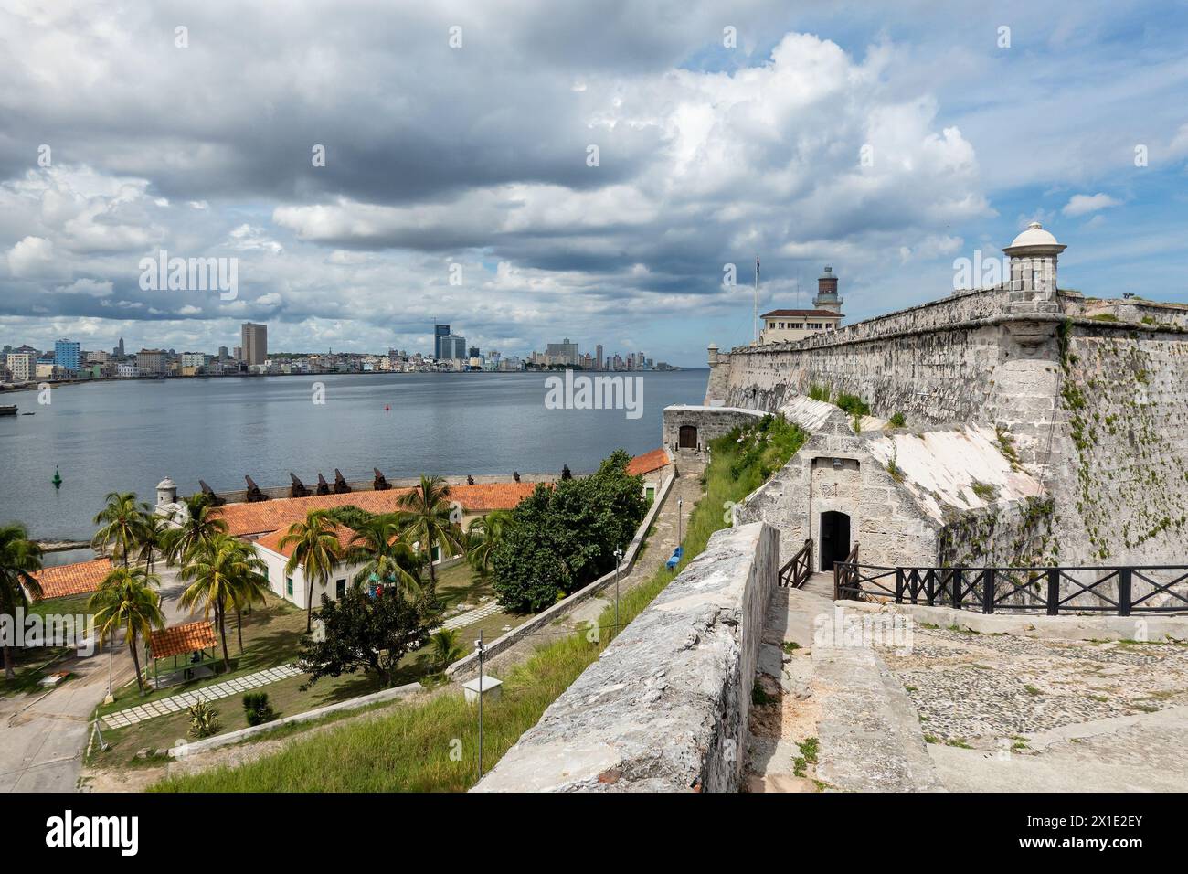 Cityscape of Havana, Cuba capital city and Morro Castle, with Bahia de ...