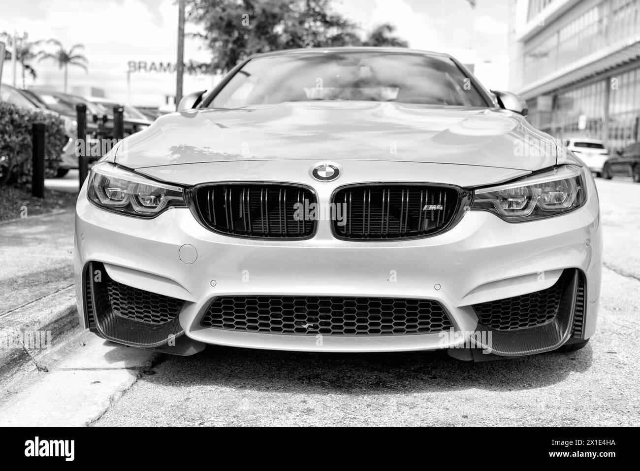 Miami Beach, Florida USA - April 15, 2021: yellow bmw m4, front view ...