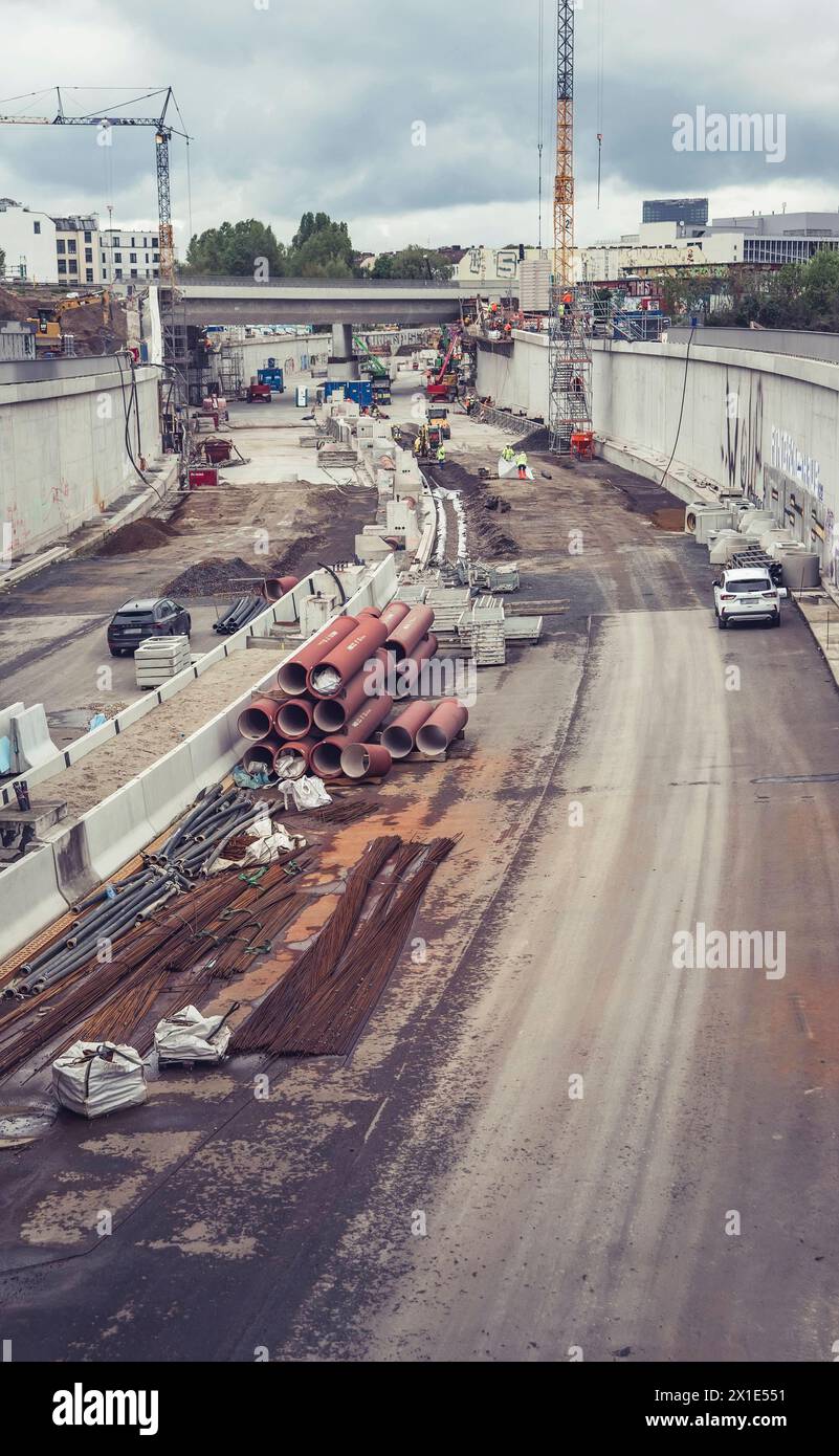 16 . 04 . 2024 , Berlin : Baustelle Stadtautobahn A 100 , Höhe Mathilde ...