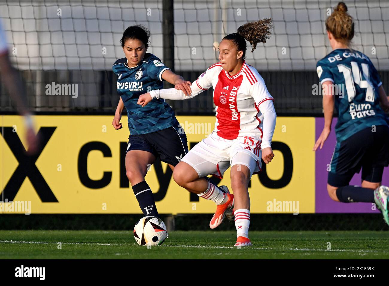 AMSTERDAM - (l-r) Emma Pijnenburg of Feyenoord, Chasity Grant of Ajax during the KNVB Cup semi ...