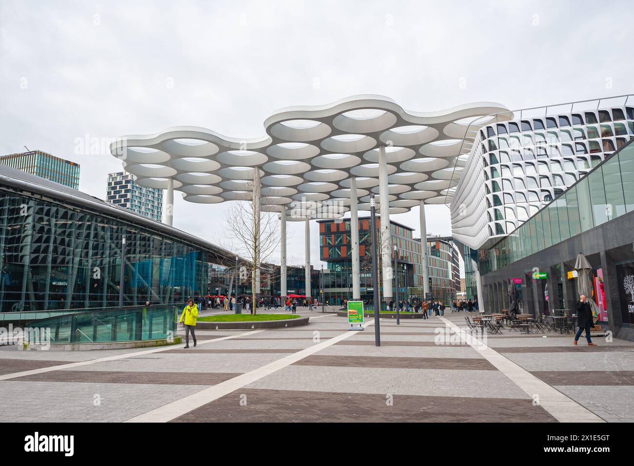 Modern center of the city of Utrecht, The Netherlands where the central ...