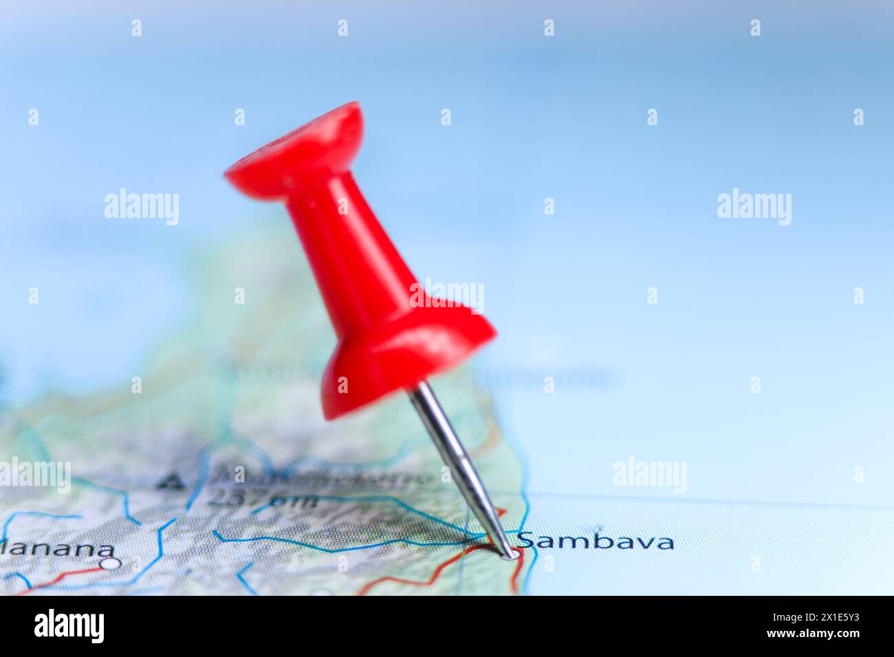 Sambava, Madagascar pin on map Stock Photo - Alamy