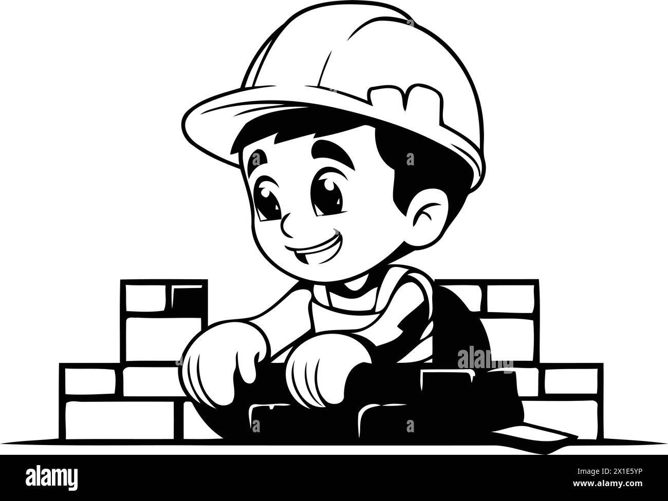Cartoon vector illustration brick wall Black and White Stock Photos ...