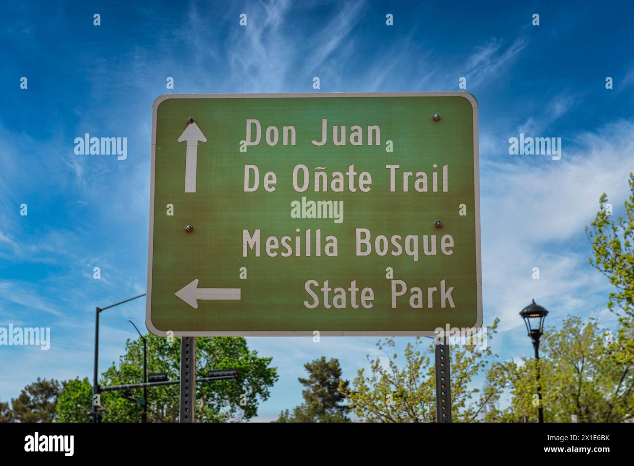 Sign for Don Juan De Onate Trail and Mesilla Bosque State Park on Rte ...
