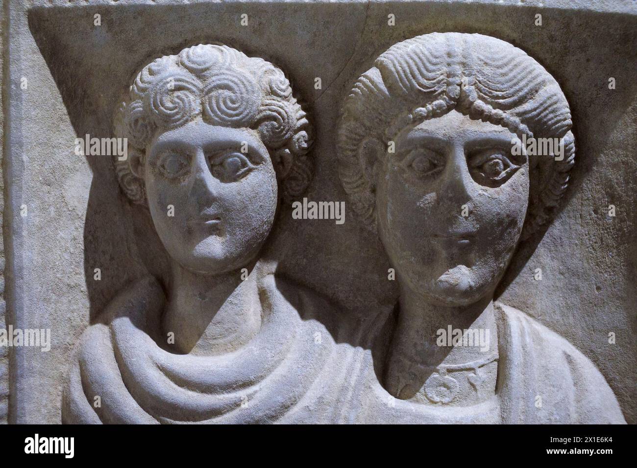 Funerary stele (detail) of Glykon and his mother Tateis, 3rd Century AD ...