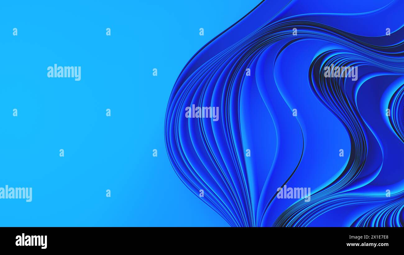 Blue layers of cloth or paper warping. Abstract fabric twist. 3d render ...