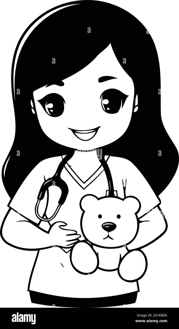 Stethoscope girl child Stock Vector Images - Alamy
