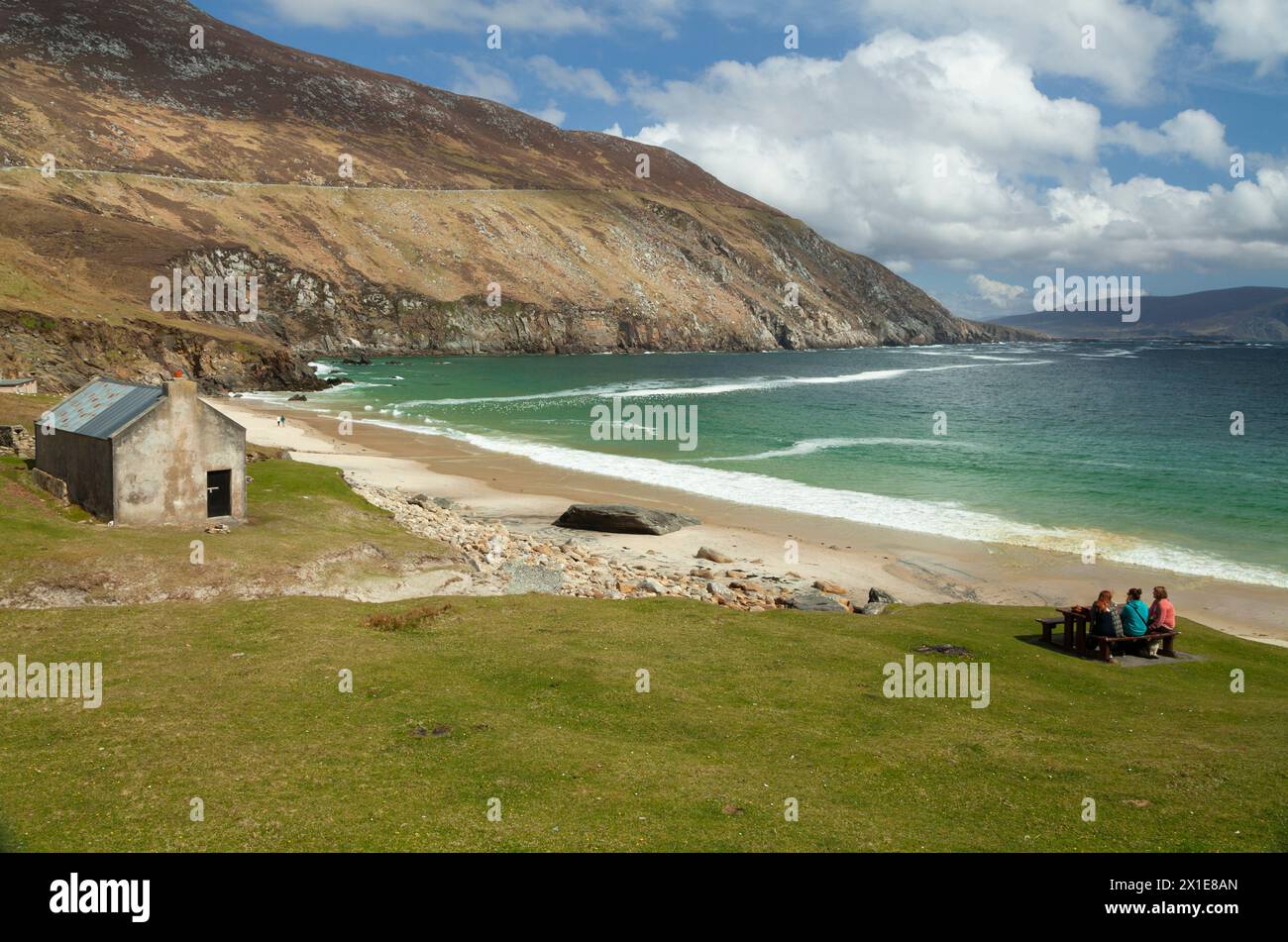 Keem beach and bay on Achill island on the Wild Atlantic Way in Mayo in ...