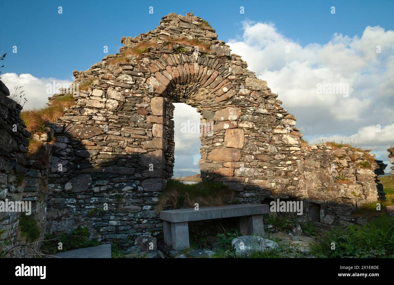 Ruins of St Colman's monastery on Inishbofin island on the Wild ...