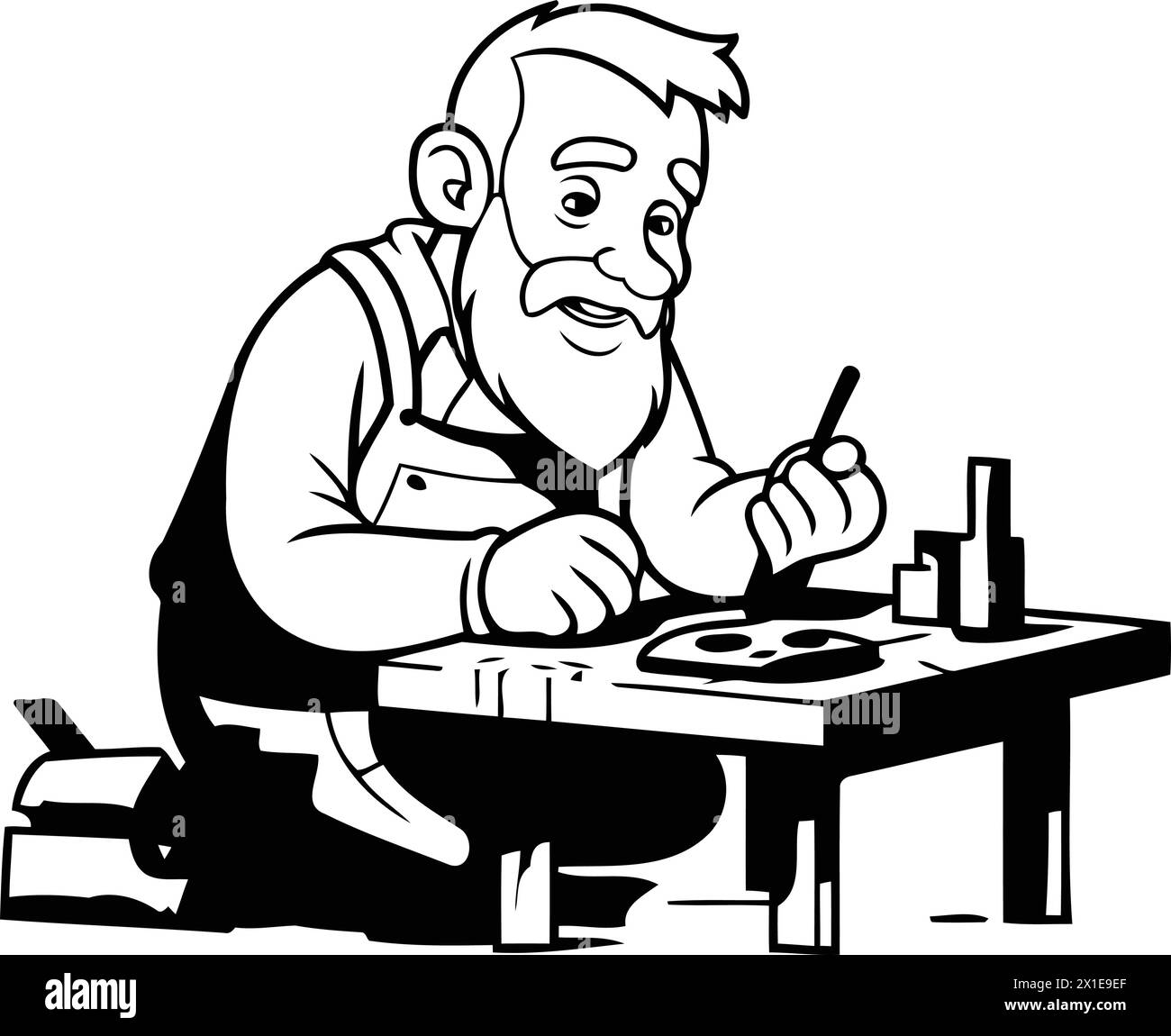 Craftsman working with wood Stock Vector Images - Alamy