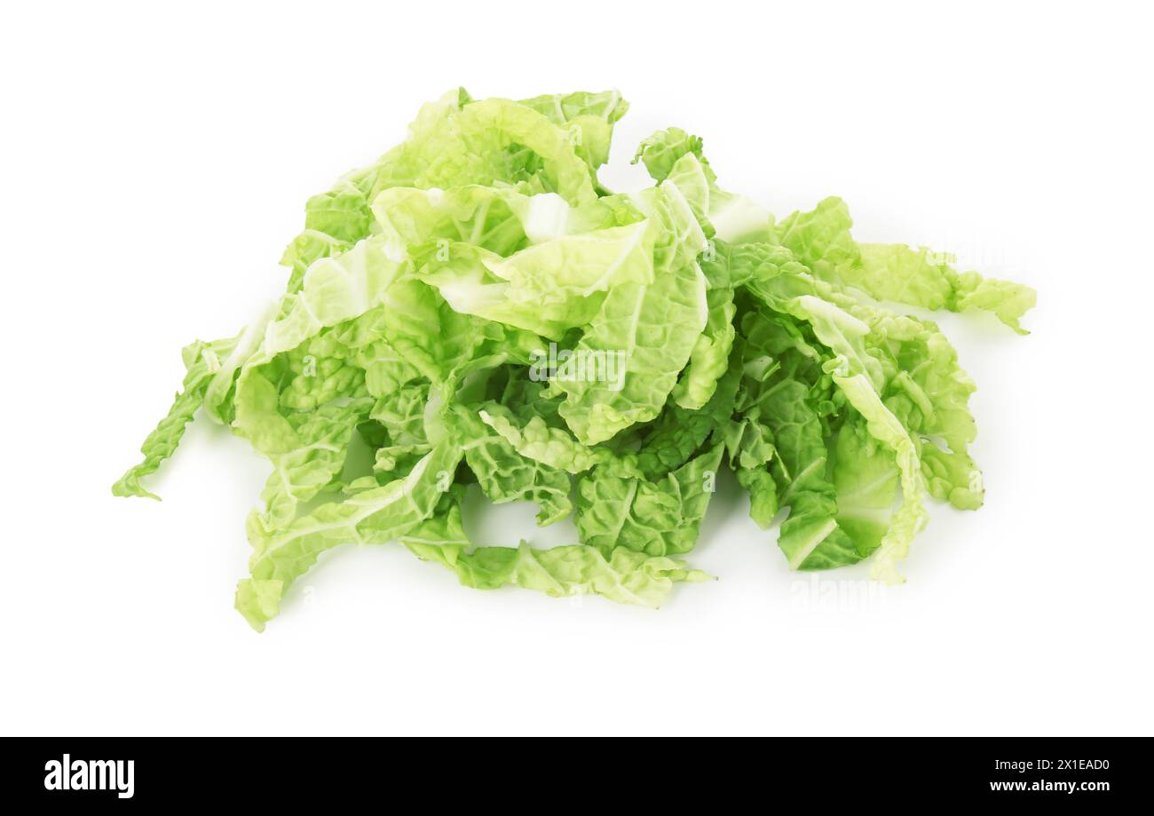 Pile of shredded fresh Chinese cabbage isolated on white, above view ...