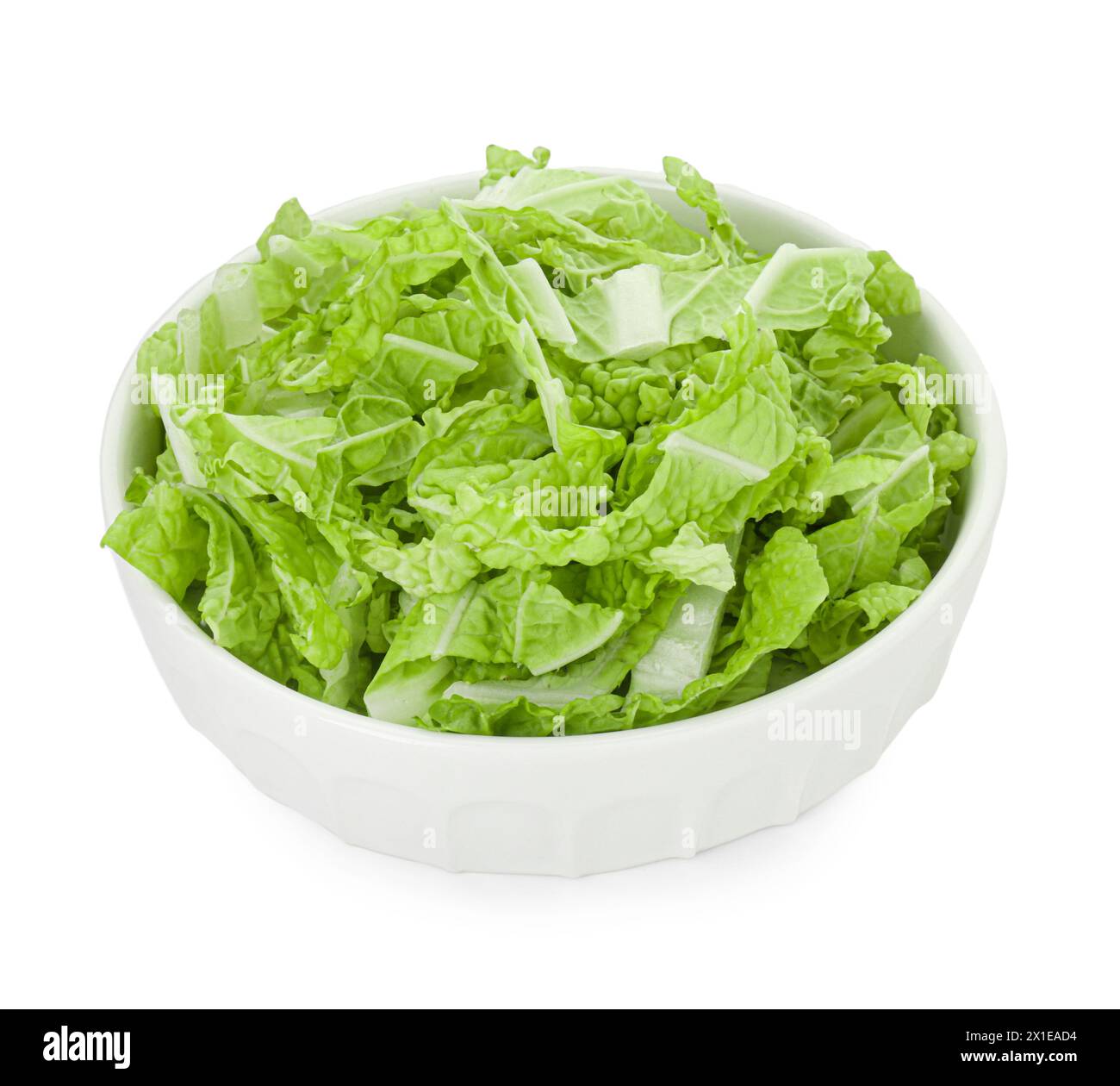 Shredded fresh Chinese cabbage in bowl isolated on white Stock Photo ...